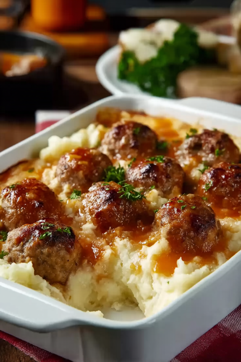 Meatball Mashed Potato Bake Recipe - Easy Comfort Food - Home Fresh ...